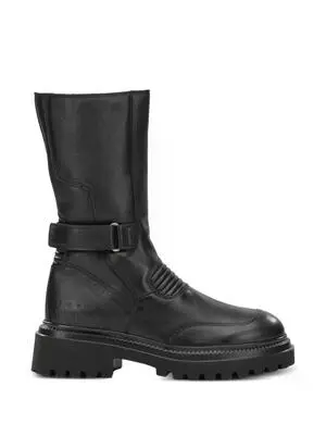 SUMMERY COPENHAGEN Buckle-strap Panelled Boots - Black