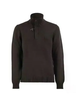 FAY Hook-fastening Wool Sweater - Brown