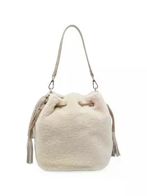 LA CARRIE Teddy-texture Drawstring Bucket Bag