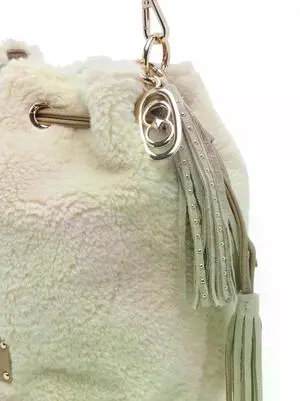 LA CARRIE Teddy-texture Drawstring Bucket Bag - Neutrals