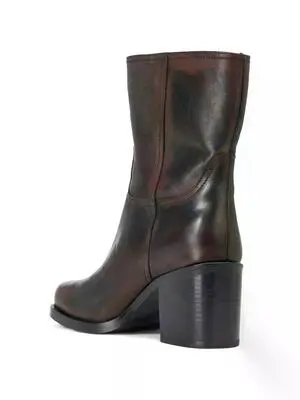 Staud Brooklyn Buckled Distressed Leather Boots - Brown