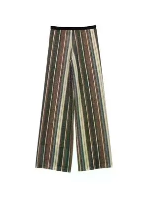 SIYU Zoe Stripe-print Wide-leg Trousers - Brown