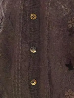 MAGLIANO Floral-appliqué Open-knit Cardigan - Brown