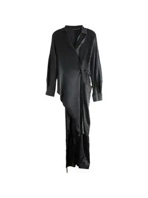 YEHUAFAN Asymmetric Wrap Maxi Dress - Black
