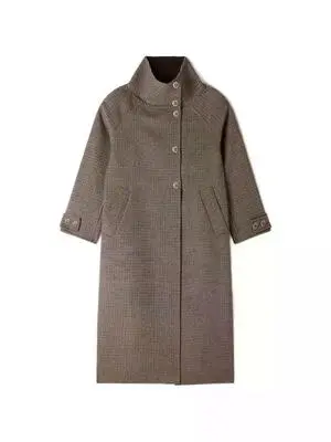 Sandro Houndstooth Single-breasted Coat - Brown