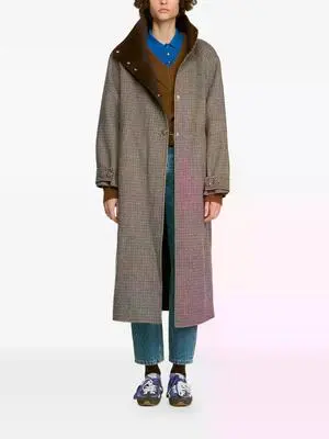 Sandro Houndstooth Single-breasted Coat - Brown