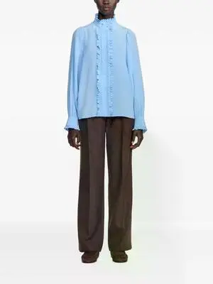 Sandro Ruffle-trimmed Silk Shirt
