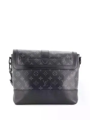 LOUIS VUITTON Saumur Messenger Bag Monogram Eclipse And Leather Crossbody Bag