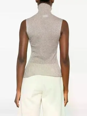 AROVESCIO Ribbed-knit Sleeveless Sweater - Brown