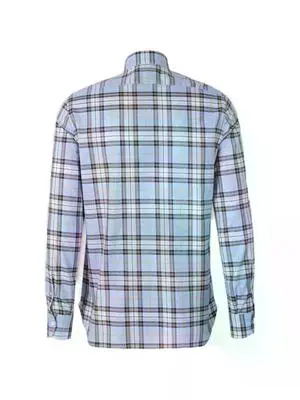 LUIGI BORRELLI Plaid-check Long-sleeve Shirt - Blue