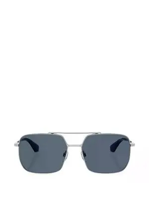 Burberry Check-engraved Pilot-frame Sunglasses - Silver