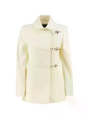 FAY Caban 3-ganci-fastening Single-breasted Coat - White