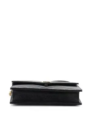 Saint Laurent Classic Monogram Wallet On Chain Matelasse Chevron Leather Small Crossbody Bag - Black