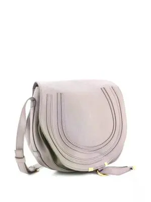 Chloé Marcie Saddle Bag Leather Medium Crossbody Bag - Grey