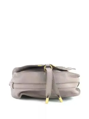 Chloé Marcie Saddle Bag Leather Medium Crossbody Bag - Grey