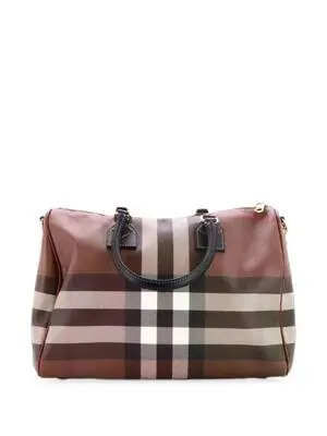 Burberry Bowling Bag Check E-canvas Medium Shoulder Bag - Brown