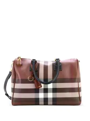 Burberry Bowling Bag Check E-canvas Medium Shoulder Bag - Brown