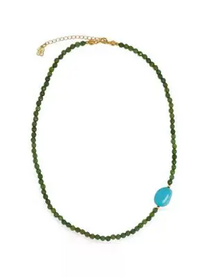 OTTOMAN HANDS Felice Jade Turquoise Beaded Necklace - Gold