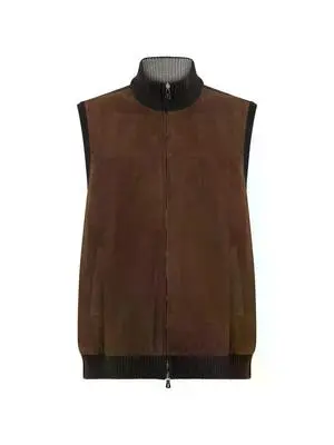 Fedeli Suede-panelled Cashmere Gilet - Brown