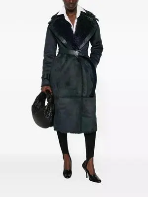 Patrizia Pepe Faux-shearling Belted Coat - Blue