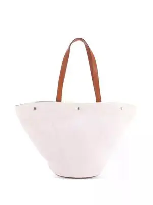 Saint Laurent Rive Gauche Trapezoid Canvas Tote Bag - Neutrals
