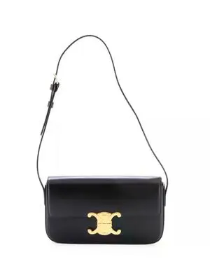 Celine Triomphe East-west Smooth Calfskin Shoulder Bag - Black