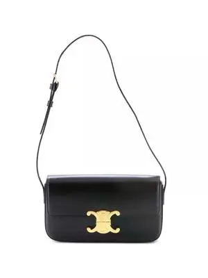 Celine Triomphe East-west Smooth Calfskin Shoulder Bag - Black