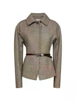 P.a.r.o.s.h Houndstooth-pattern Belted Jacket - Neutrals
