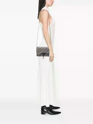 Dior 2023 Oblique Canvas Saddle Pouch Wallet On Chain Crossbody Bag - Blue
