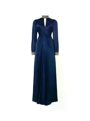 TEMPERLEY LONDON Beatrice Crystal-embellished Silk Maxi Dress - Blue