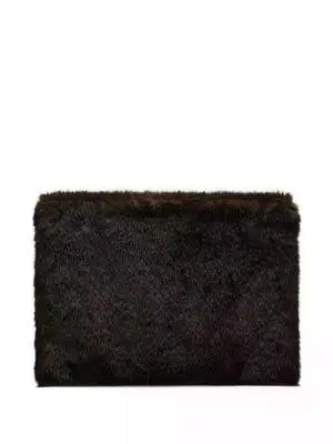 Loulou De Saison Flint Faux-fur Clutch Bag - Black