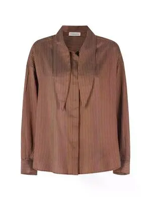 ROBERTO COLLINA Pinstripe-pattern Pussy-bow Shirt - Brown