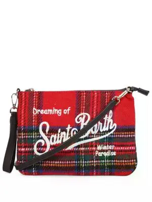 MC2 SAINT BARTH Tartan Embroidered Pouch - Red