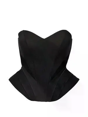 BENEDETTO Tulle-panel Peplum Corset Top - Black