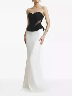 BENEDETTO Tulle-panel Peplum Corset Top