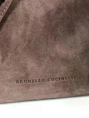 Brunello Cucinelli Essence Small Top-handle Bag In Suede With Precious Bands - Brown