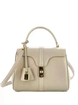Celine 16 Top Handle Bag Smooth Calfskin Small Satchel - Neutrals