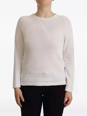 Alpha Studio Crew-neck Cotton Sweater - White