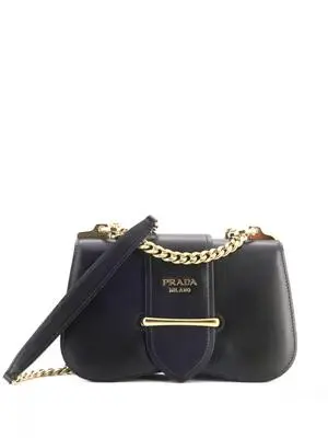 Prada Sidonie Chain Shoulder Bag City Calf Medium Crossbody Bag - Black