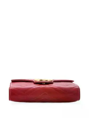 Gucci Gg Marmont Chain Wallet Matelasse Leather Mini Crossbody Bag - Red