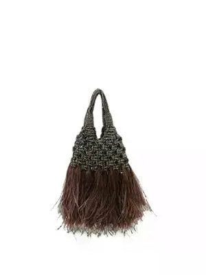 HIBOURAMA Mini Vannifique Plumes Tote Bag - Brown