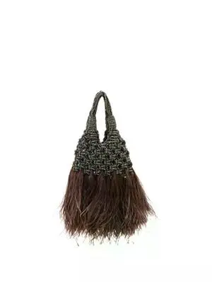 HIBOURAMA Mini Vannifique Plumes Tote Bag - Brown