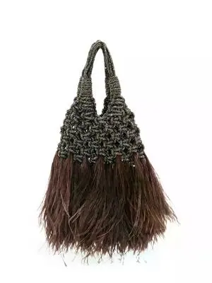 HIBOURAMA Mini Vannifique Plumes Tote Bag - Brown
