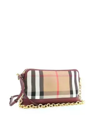 Burberry Abingdon Convertible House Check Canvas Small Clutch Bag