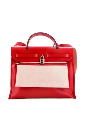 Hermès Herbag Zip Berline Vache Canvas And Leather 31 Shoulder Bag