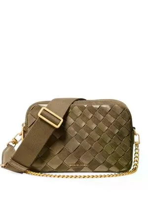 Michael Kors Medium Bryant Woven Double-zip Cross Body Bag - Green