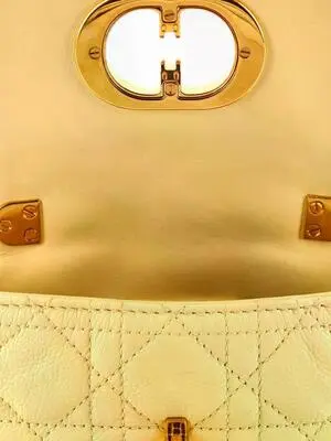 Dior Caro Bag Cannage Quilt Calfskin Micro Shoulder Bag - Yellow
