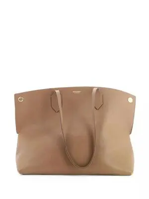 Burberry Society Leather Large Tote Bag - Brown