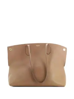 Burberry Society Leather Large Tote Bag - Brown