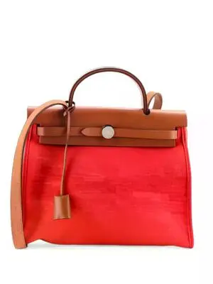 Hermès Herbag Zip Leather And Toile 31 Shoulder Bag - Brown